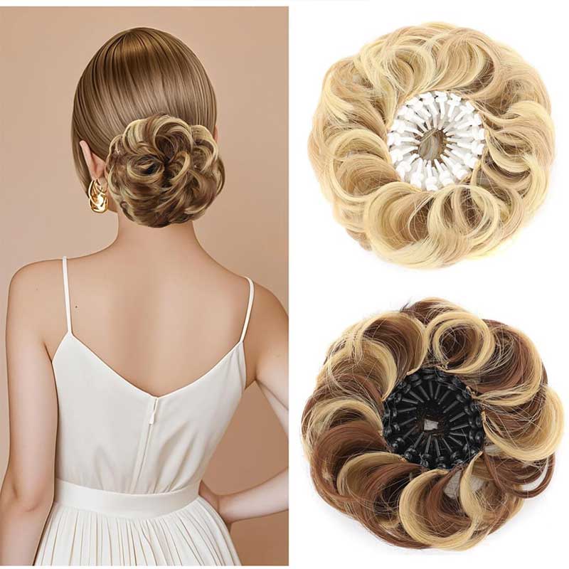 Objemná syntetická paruka s nastavitelnými sponami na vlasy – swinimi